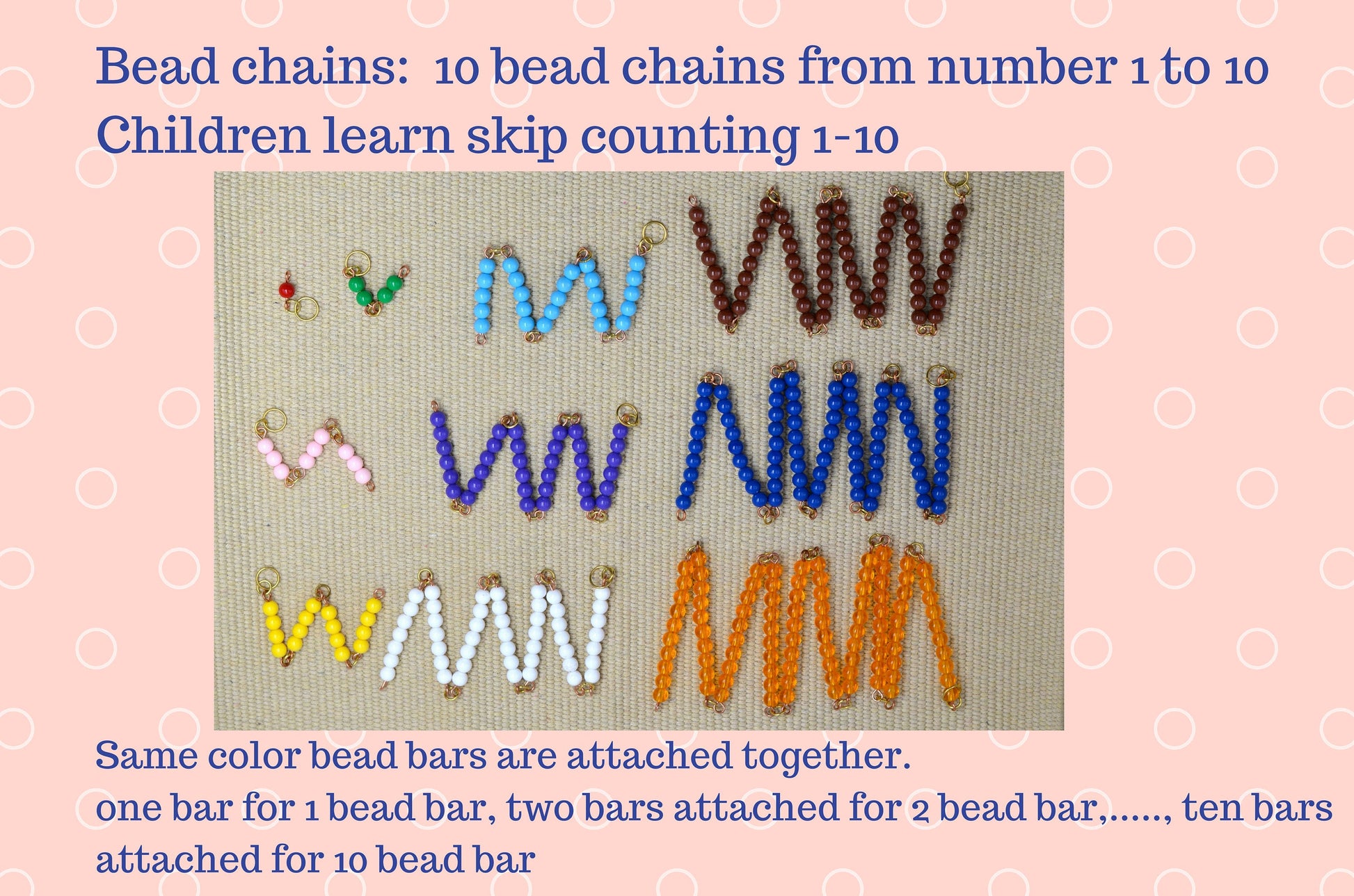 Montessori skip counting and multipication math manipulatives colored ...